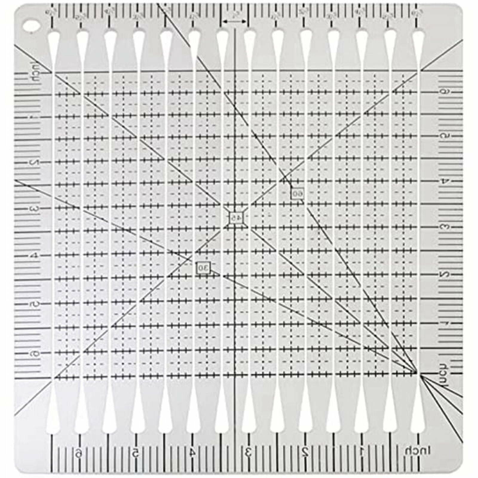 Линейка для раскроя одеял, Линейка для раскроя одеял 5 в 1, Линейка и шаблон для раскроя ковровых изделий с обрезанием нитей, материал акрил, вес 152 г, размер 25.5*20.3*0.3 см, количество 1 шт
