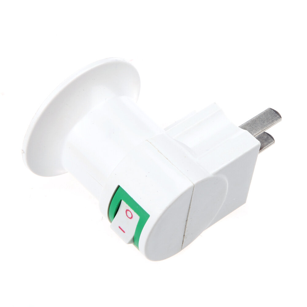 Розетка для лампы со шпилкой E27, белый цвет, напряжение AC 220V, частота 50Hz, мощность 40W, с 2-полюсным разъемом, со свитчем включения/выключения, размеры 68*48*46mm, вес 20g, для ламп с патроном E27, подходит для прожекторов и ночников, упаковка H4104