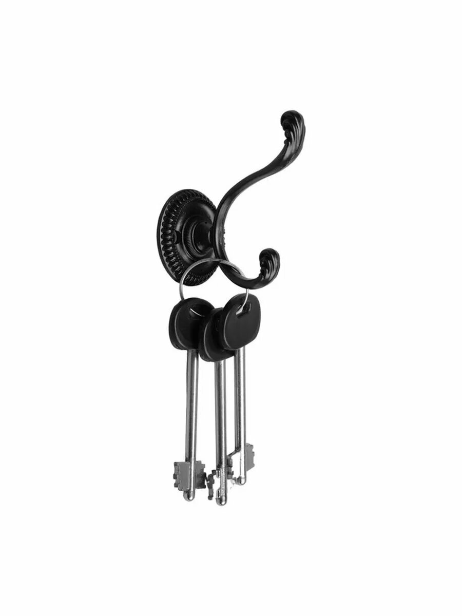 Мебельный крючок с двумя крюками, черный