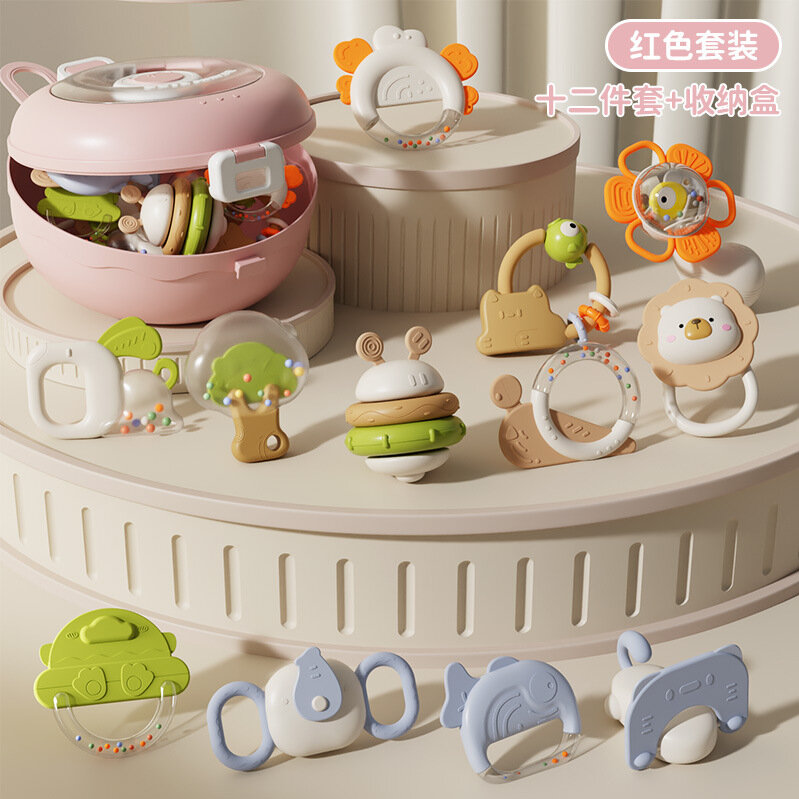 Набор для раннего развития новорожденных, подарочная коробка, погремушка, жевательная игрушка для детей 0-1 года, 3-6 месяцев
