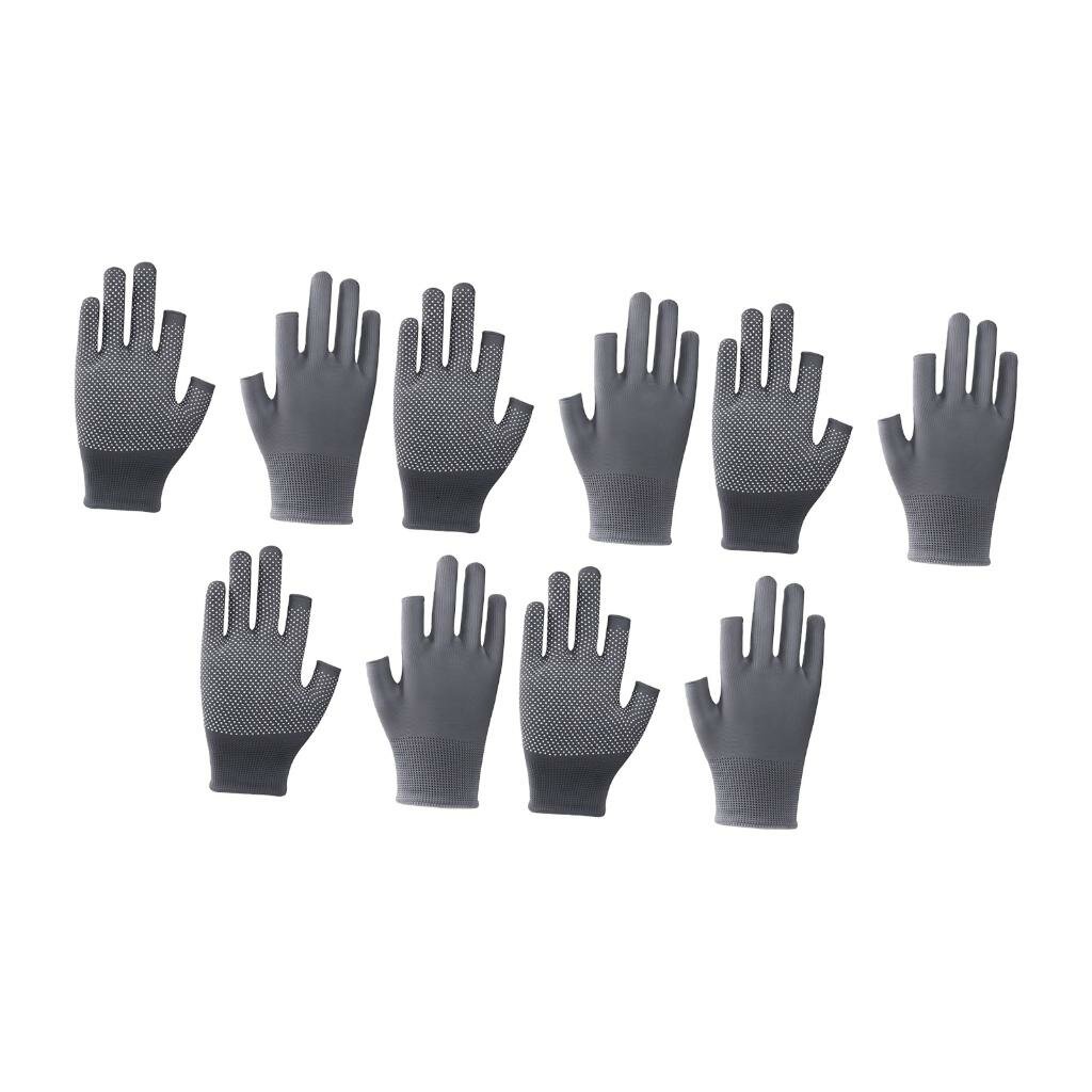 Нейлоновые перчатки без пальцев с противоскользящим покрытием, Серый 5 пар