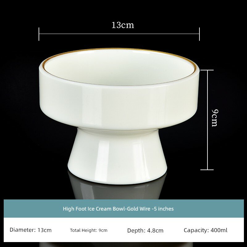 Минималистичная высокая меламиновая чаша в скандинавском стиле с черной окантовкой и ножкой для ресторанов, креативная