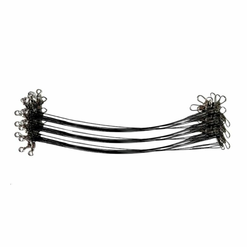 40шт стальные поводки для рыбалки с вертлюгами, Черный - 30cm