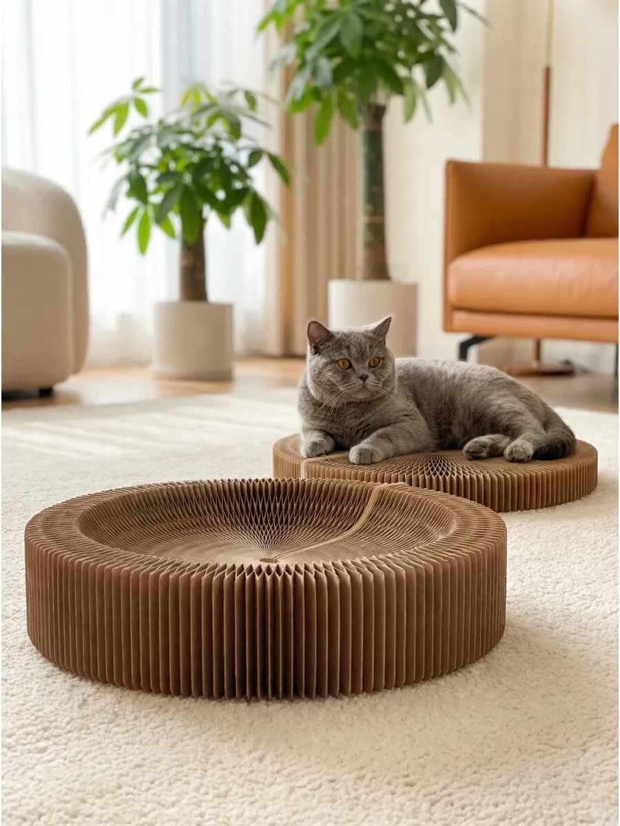 Когтеточка для кошки картонная напольная 2 шт, 54 см и 48 см