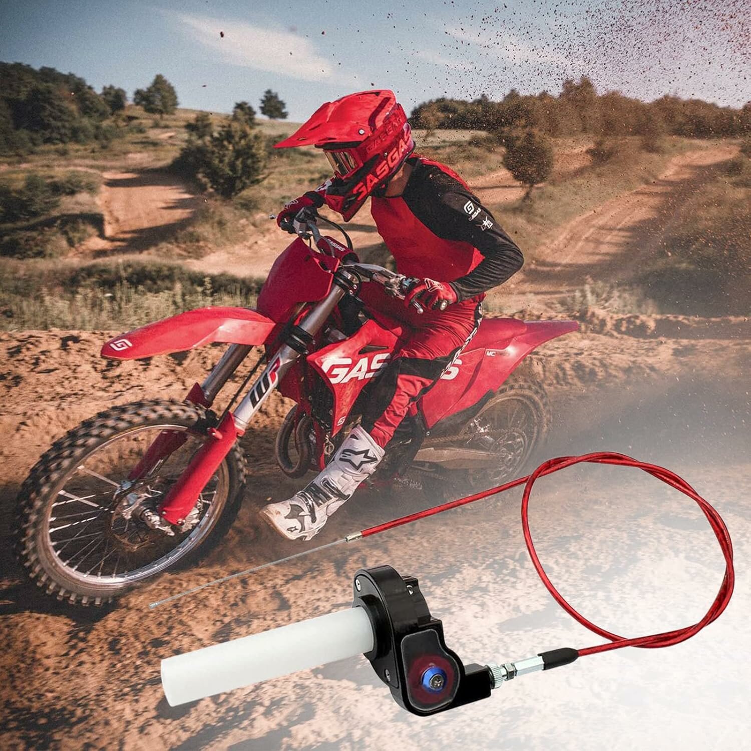 Короткоходная ручка газа на мотоцикл, питбайк с тросиком 120см