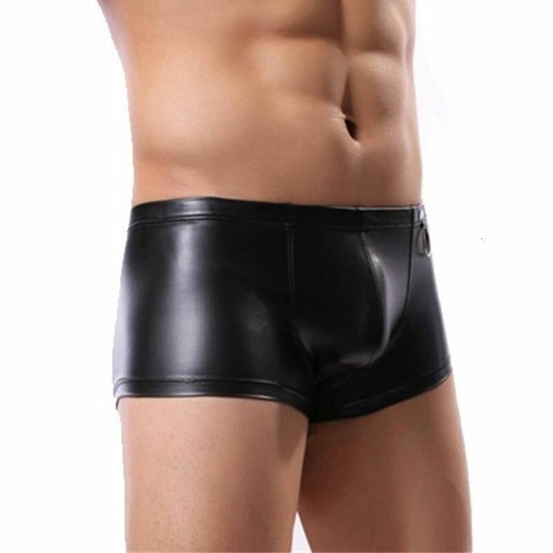 Мужские стринги из искусственной кожи, боксеры - XL