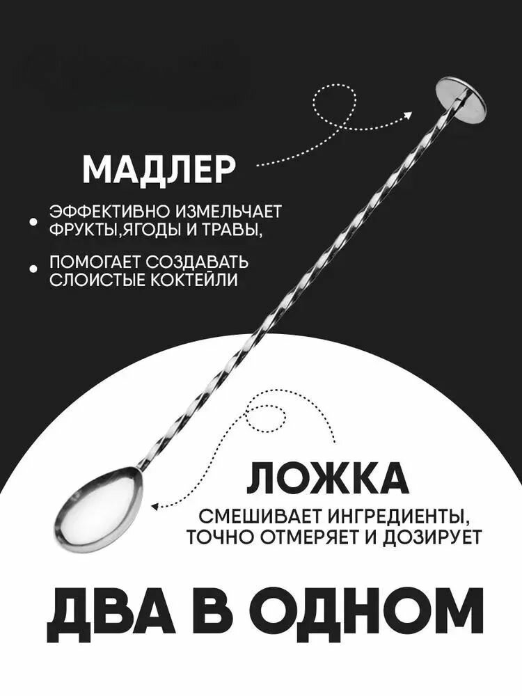 Ложка для коктейля 1 предм. серебристый