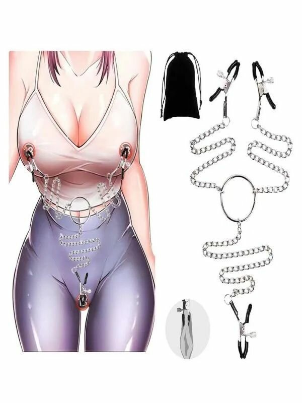 Зажимы для сосков и клитора на трех цепочках, стимуляторы для сосков, зажимы БДСМ, товары для БДСМ