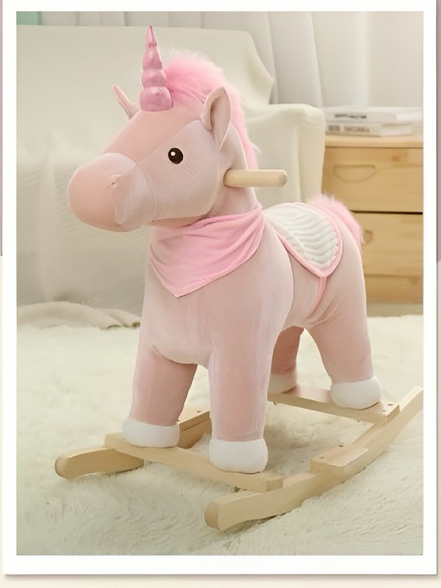 Детская лошадка-качалка, розовый единорог, подарок на день рождения