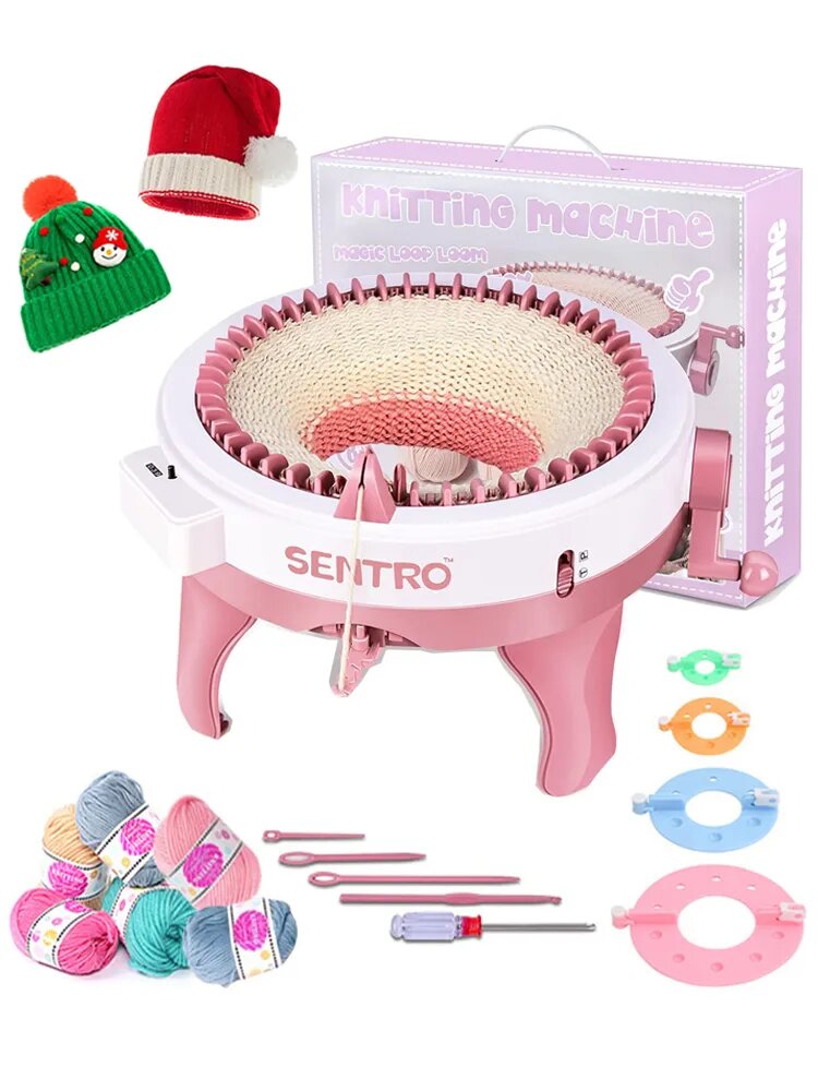 Машина для вязания 48 петель С 6 рулонами случайно окрашенных пряжей и 4 шерстяных шаровых фигур