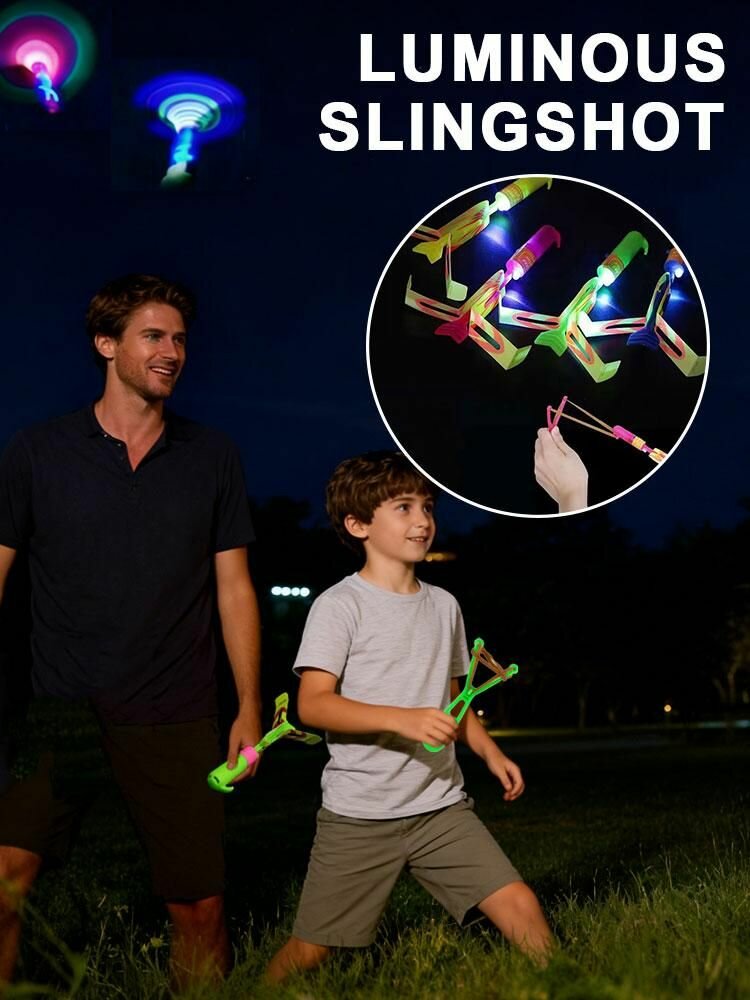 Светящийся вертолетик с рогаткой 5 шт, вертушка