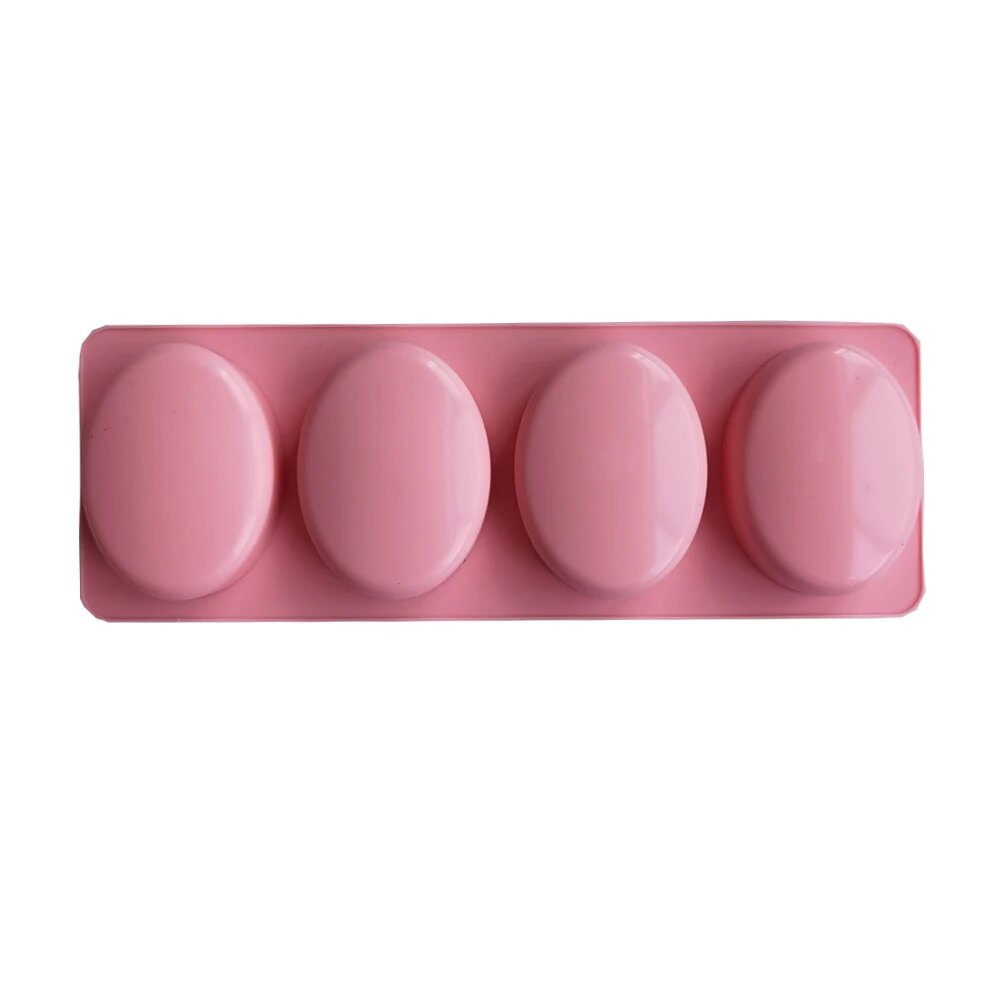 Силиконовая форма для мыла, 4 ячейки, розовый oval-011pink