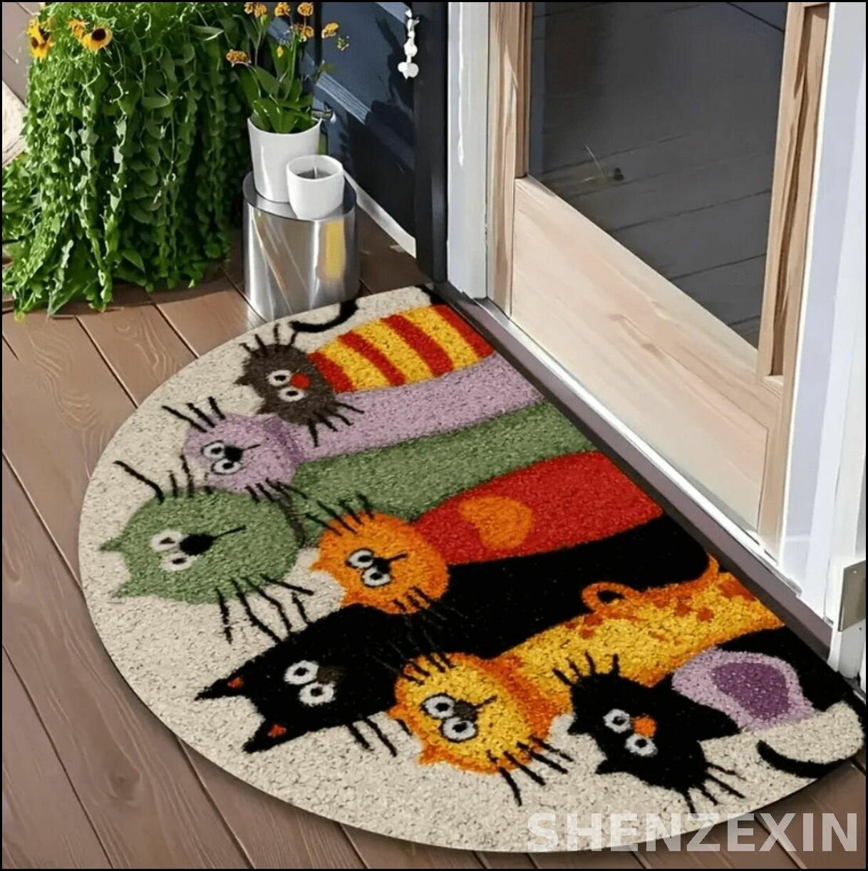 Полукруглый коврик для пола 50х80 см Мультяшный кот