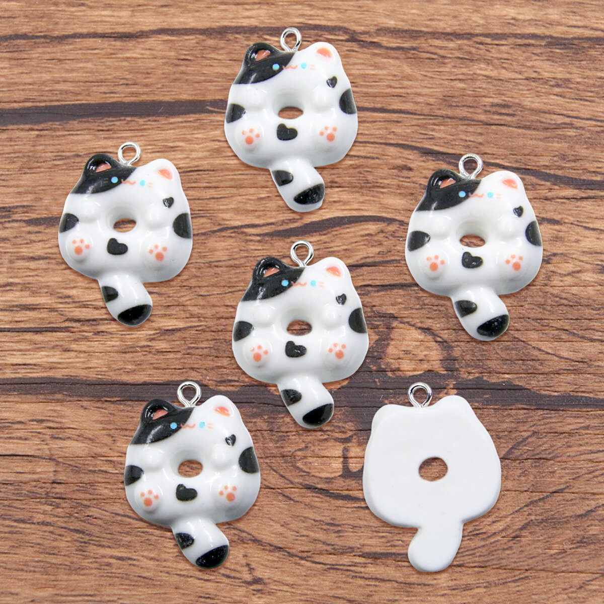 6 цветов 21*29 мм DIY аксессуары из смолы, милый кот, подвеска в виде пончика, браслет, шарм для телефона