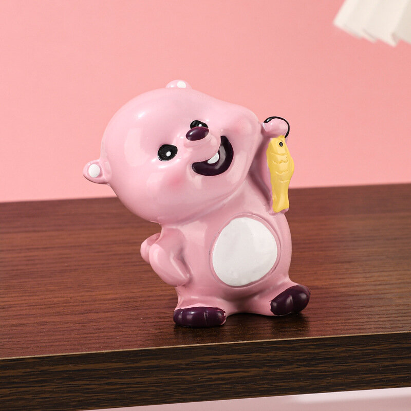 Милый мультяшный петля домашний декор, 3D фигурка бобра из смолы, ручная игрушка, модный подарок для лучших друзей