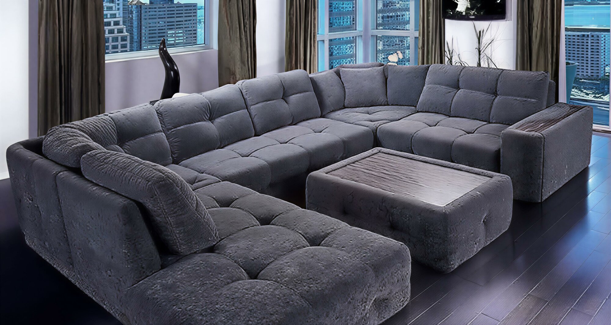 Pooh Диван модульный Спилберг Velour Gray large, нераскладной