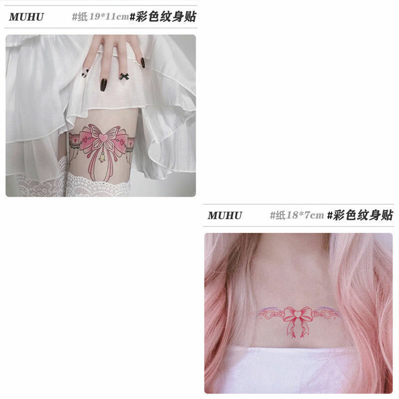 Горячая продажа кружевного банта для ног, сексуальный японский стиль, красочный тату-стикер, водонепроницаемый, долговечный, реалистичный, для женщин, милый и крутой