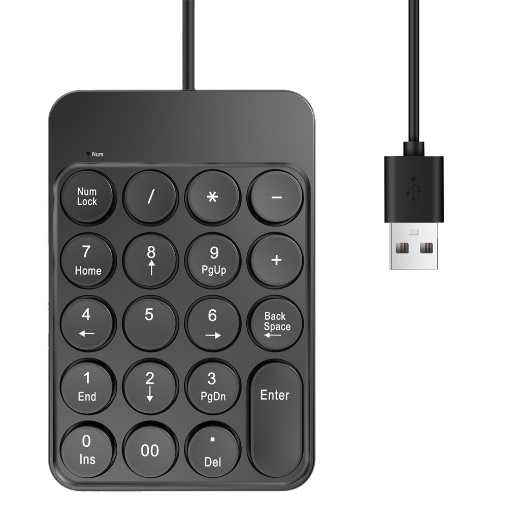 19 Keys Numeric Keypad Ergonomic Lightweight Mini Digital Keyboard USB Number Keypad for Office Home PC Laptop