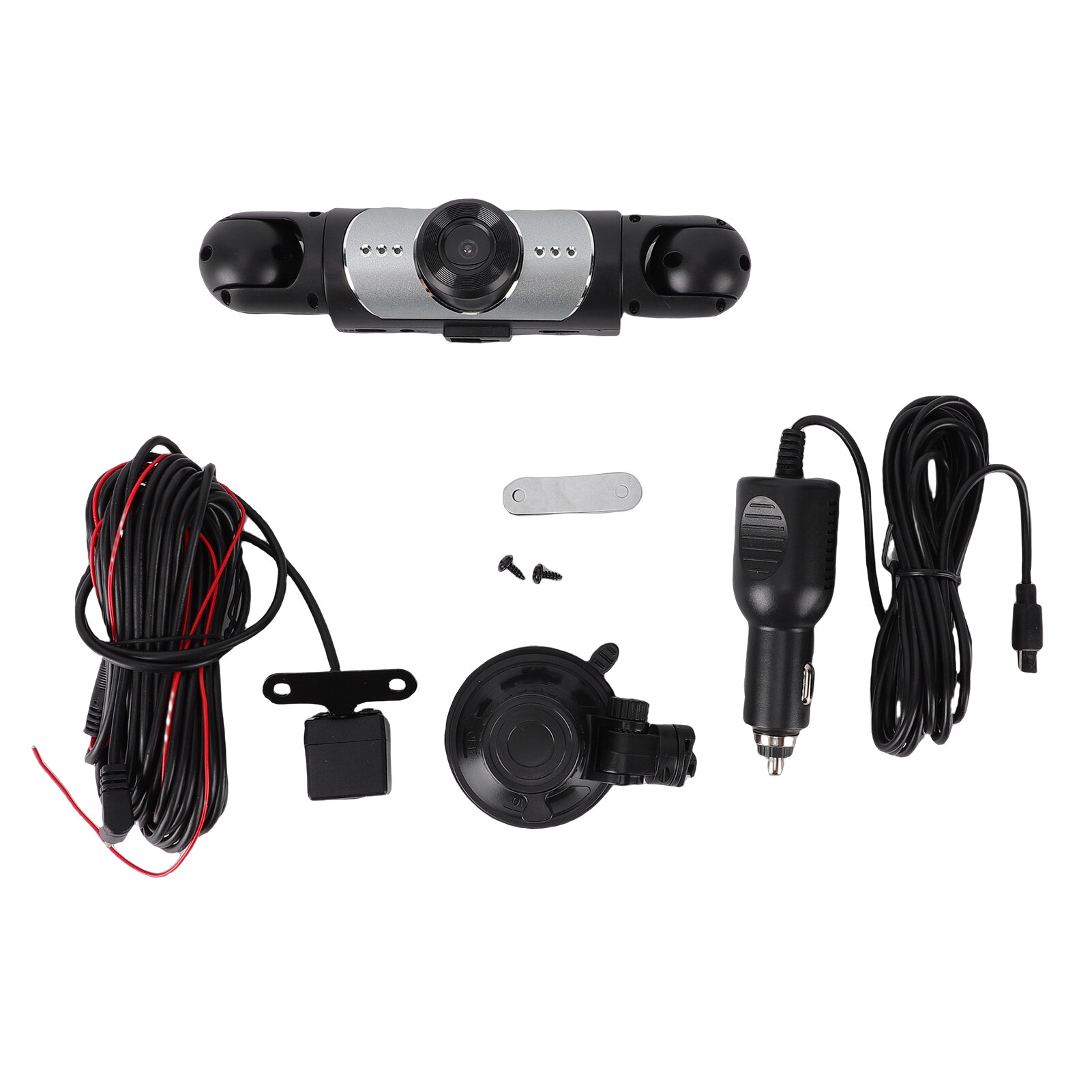 4-канальный видеорегистратор с обзором на 360 градусов для автомобилей с экраном 3,16 дюйма, вращающаяся на 180 градусов камера бокового обзора с датчиком G, циклическая запись, 24-часовой режим парковки, карта 64 ГБ