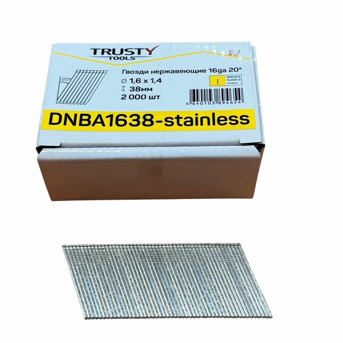 Гвоздь угловой 20 нержавеющий 16ga 38 мм (2000 шт) Trusrty
