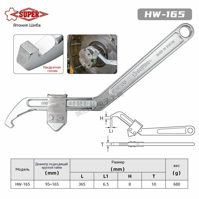 Разводной ключ Japan SUPER, HW-105, HW105A, HW165, искробезопасный, легированная сталь