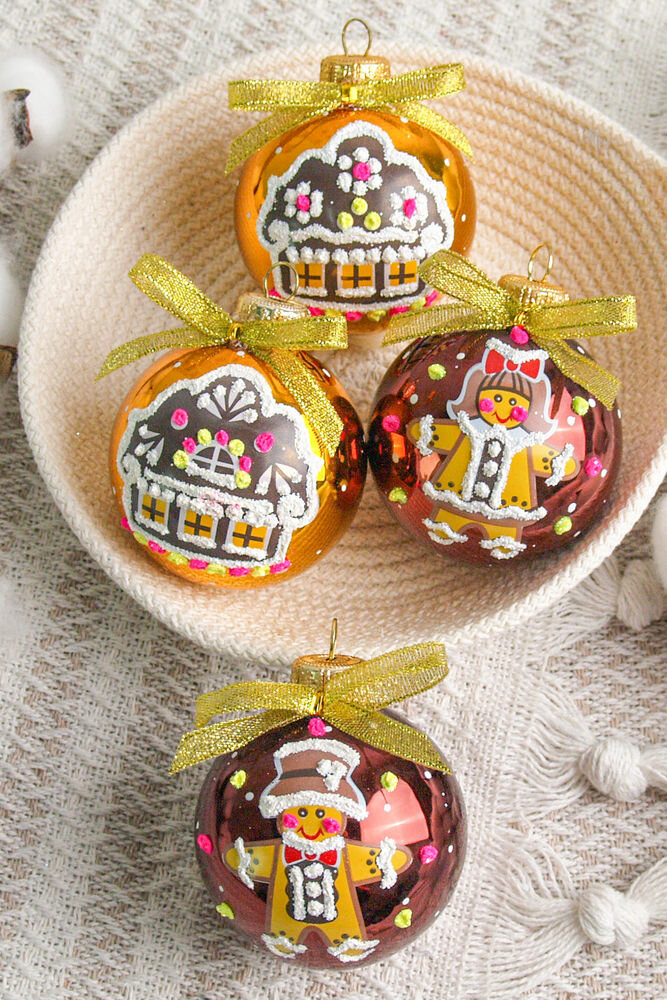 Набор стеклянных шаров сластёна, 60 мм, 4 шт, Елочка С1733