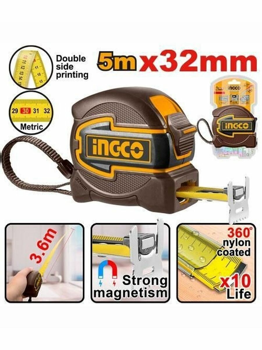 Измерительная рулетка 5х32 мм с магнитным захватом INGCO HSMT80532M INDUSTRIAL