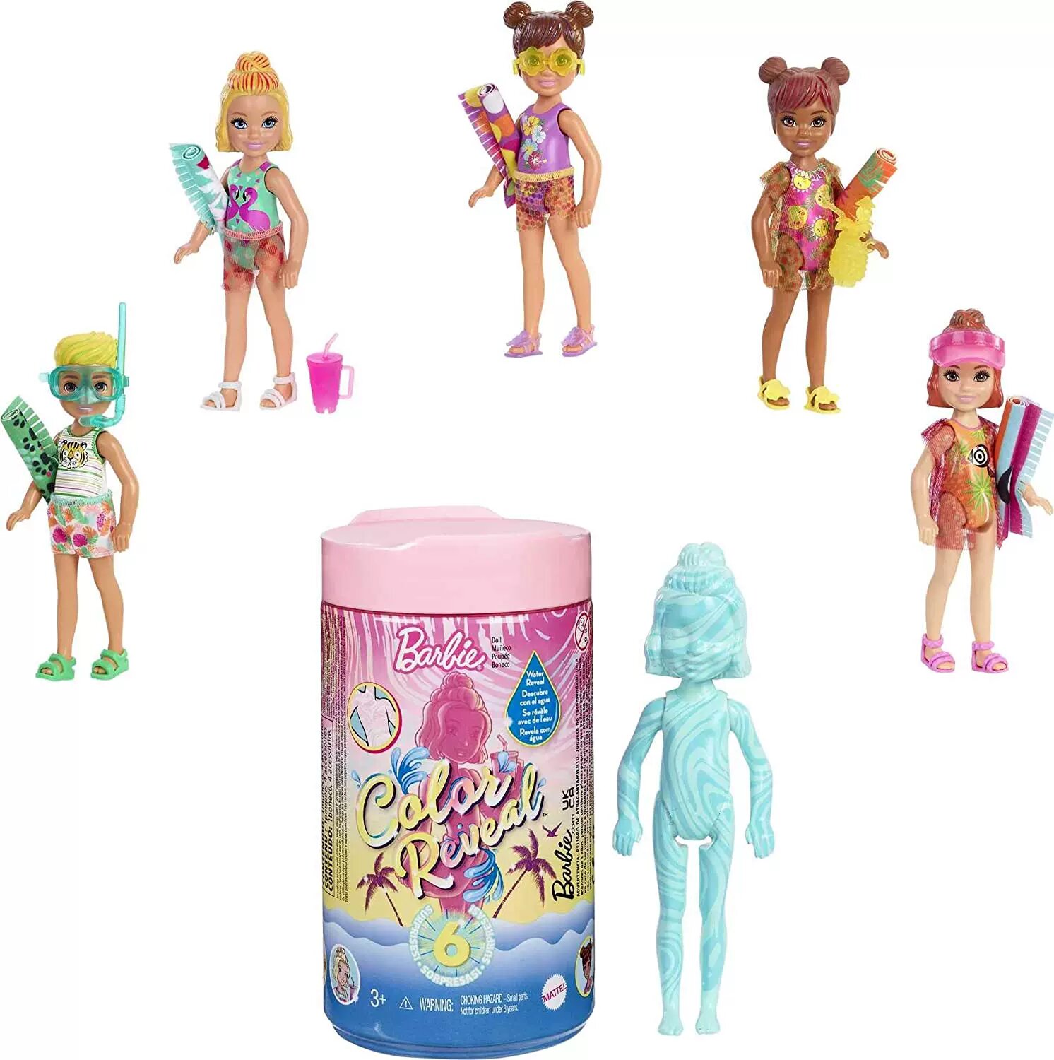 Кукла Barbie водорастворимая Русалочка Маленькая Кэри сюрприз-бокс, меняет цвет в воде