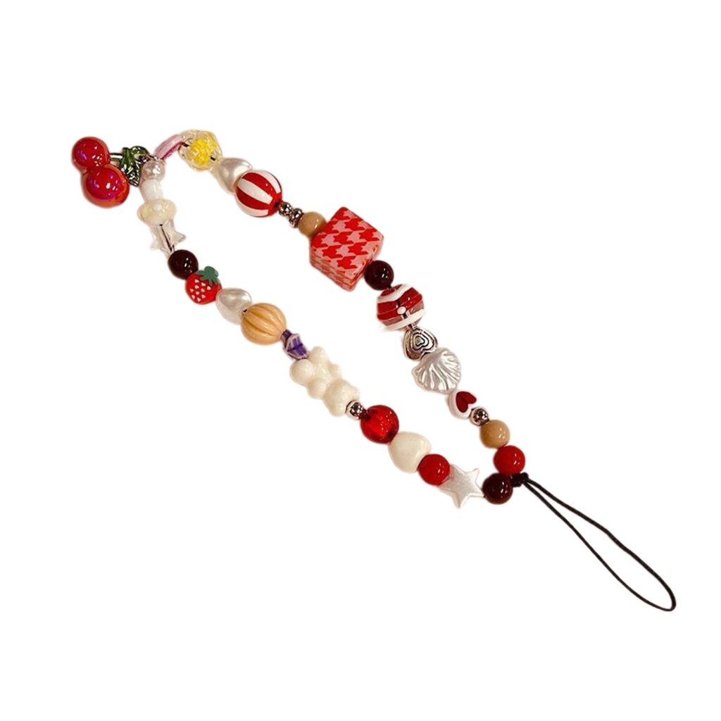 Украшения на цепочке из бисера с вишневым мишкой