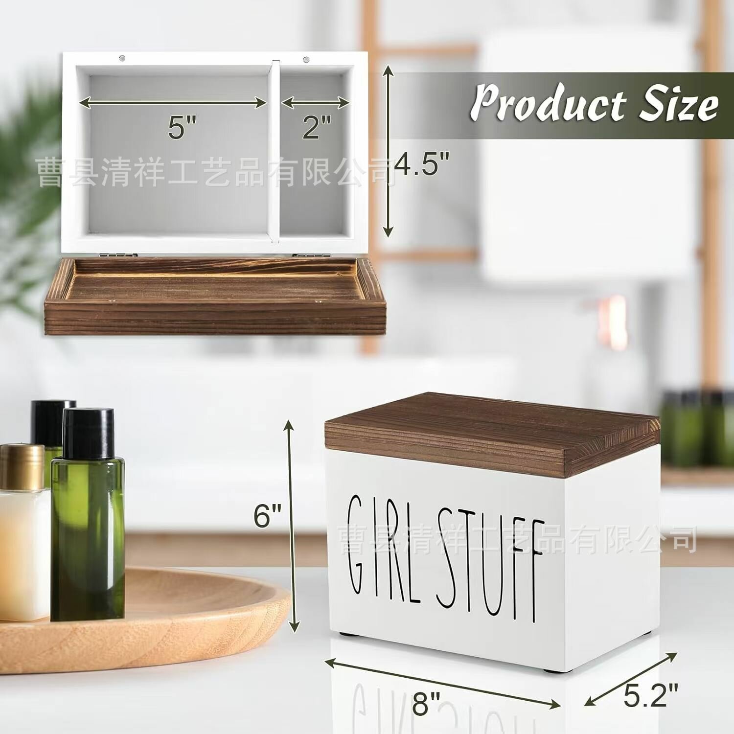 Деревянная коробка для хранения гигиенических прокладок и тампонов с крышкой, органайзер для туалетных принадлежностей в ванной, настольный органайзер для мелочей