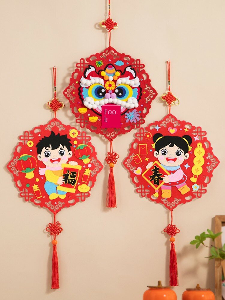 Новогодний набор для творчества: подвесное украшение «Танец льва» из нетканого материала, наклейки для детей, проект