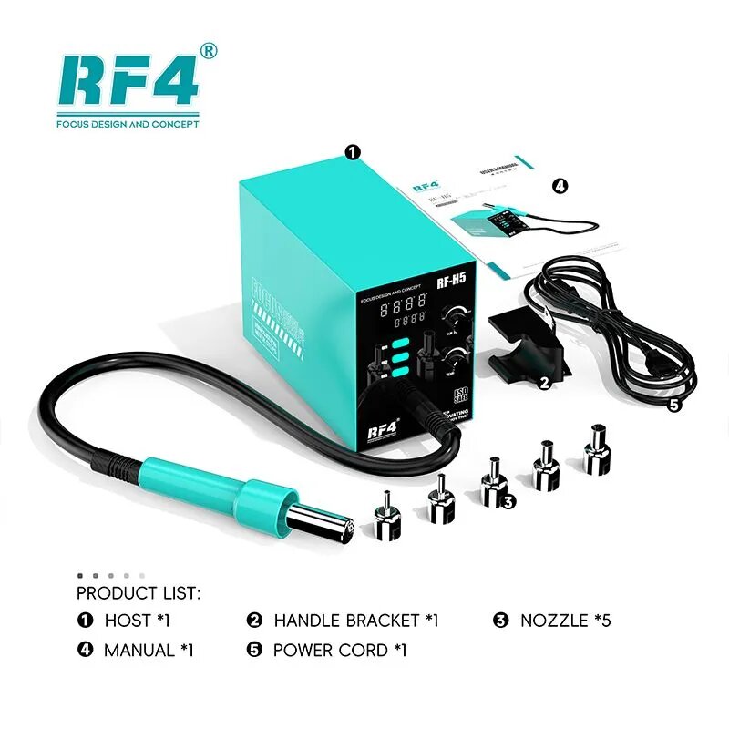 RF4 Паяльный фен 800 Вт, Индукционный нагреватель, 9 предметов