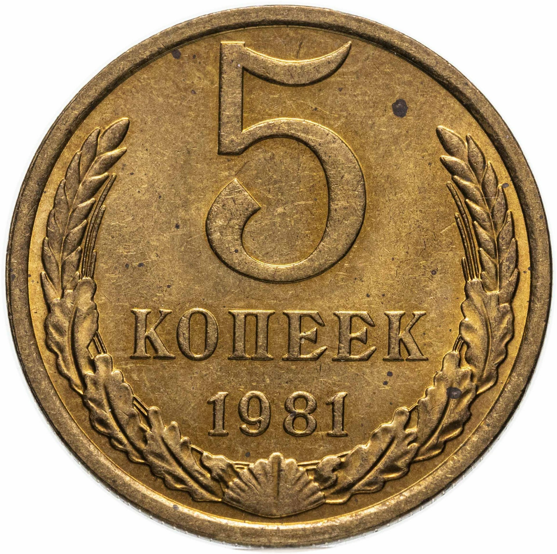 5 копеек 1981, Латунь, в сохранности AU-UNC