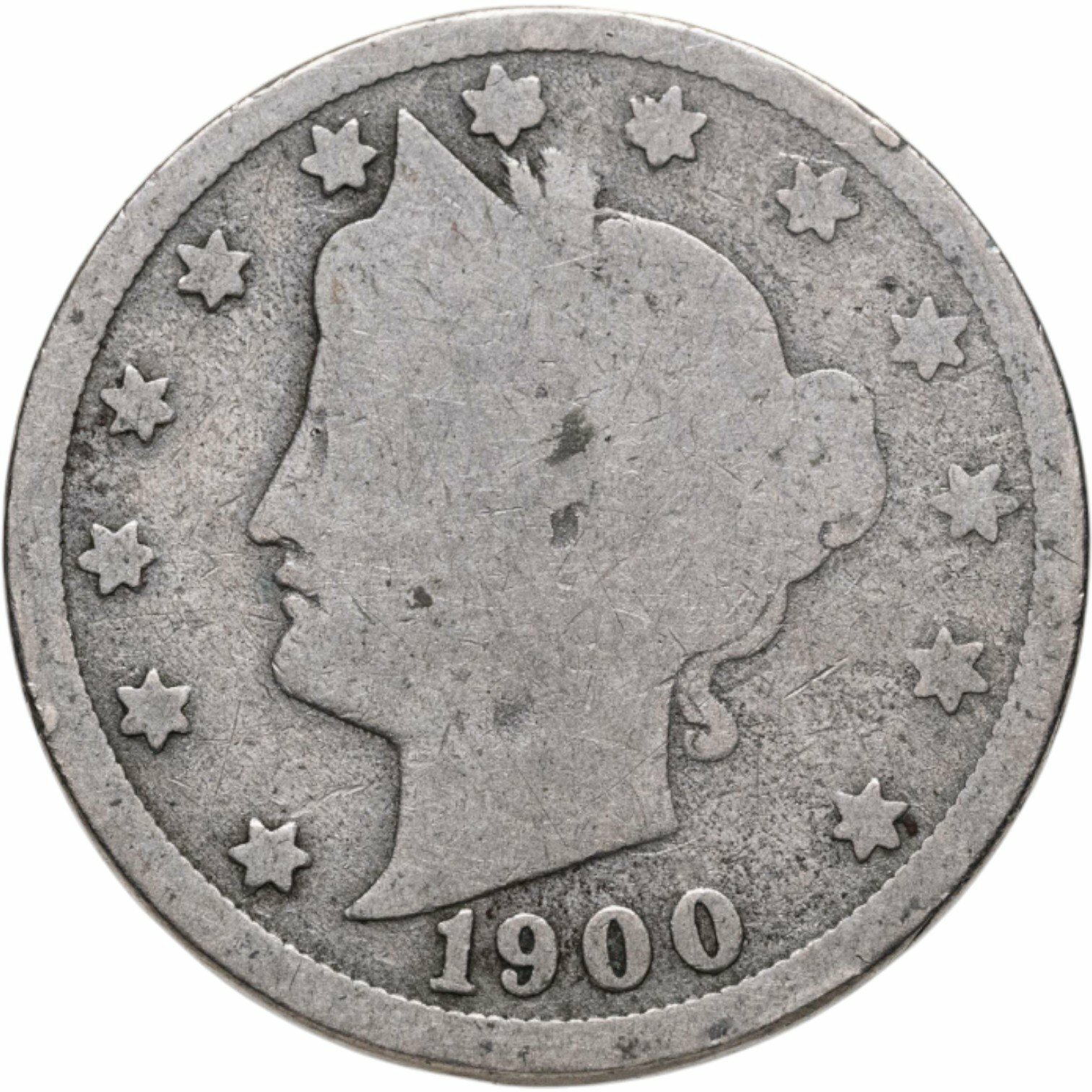 США 5 центов cents 1900 Liberty Nickel, Мельхиор медь-никель, в сохранности VG-F