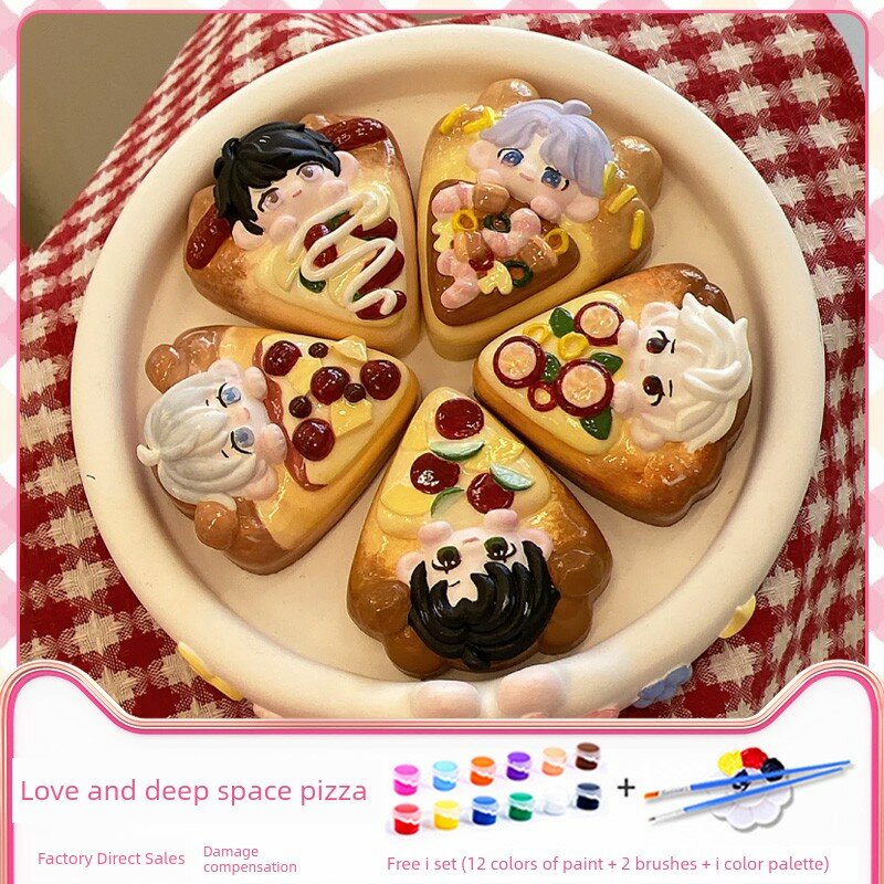 3D-фигурка Sanrio Pizza Plaster Doll для раскрашивания, трехмерная, белая, для рисования, граффити, DIY, детская
