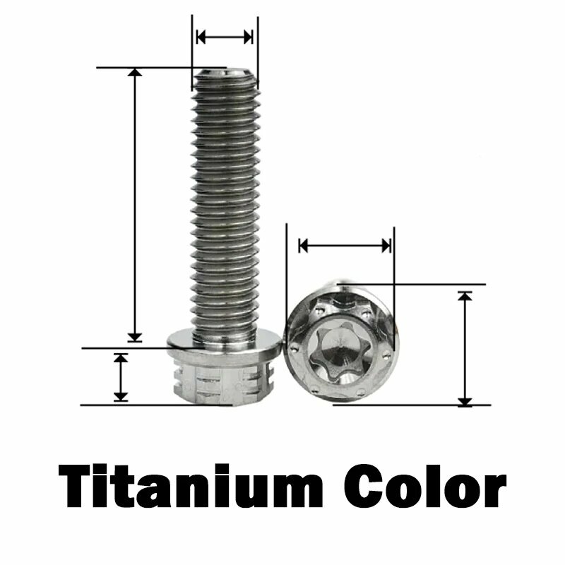 Титановые болты TC4 M4 M5 M6 M8 для двигателя мотоцикла M6(Pitch 1.0mm), Titanium Color, 15mm