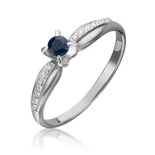 Кольцо, белое золото, 585 проба, сапфир, бриллиант