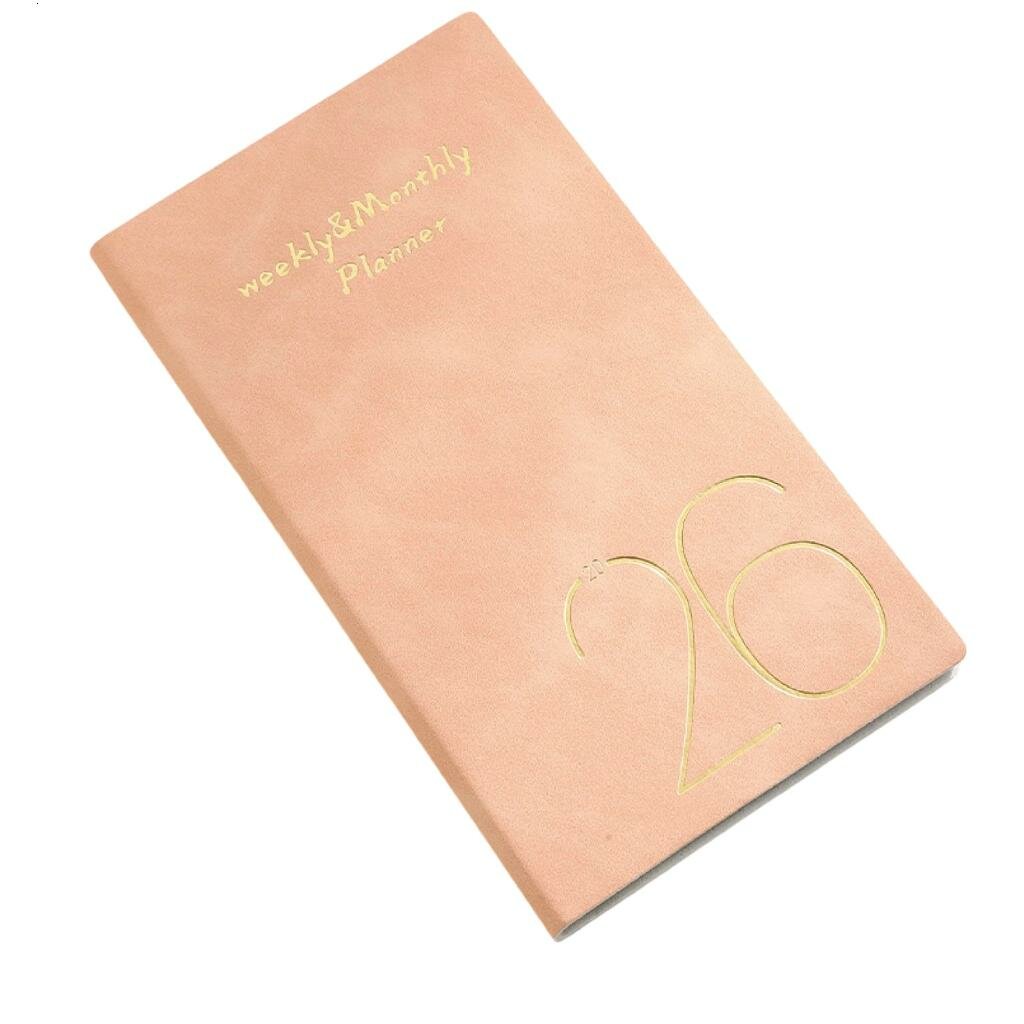 2026 Еженедельный Ежемесячный ежедневник1eatherplanner Со 120 страницами, оформленными ленточными закладками, датированными