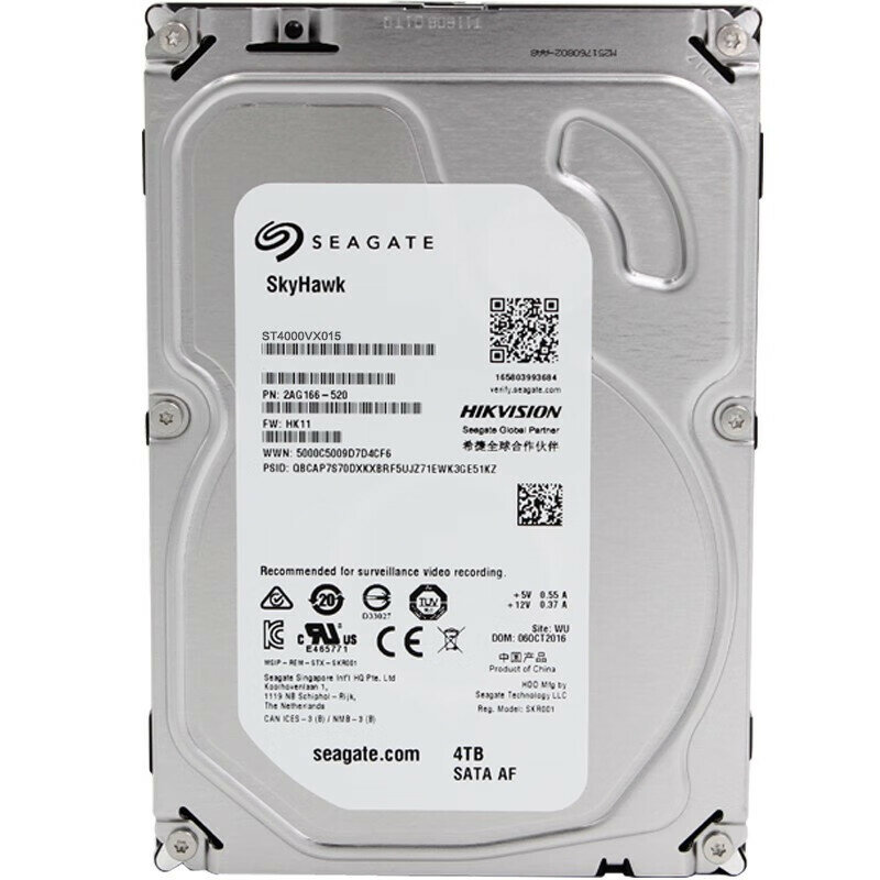 Жесткий диск SEAGATE SkyHawk SATA AF внутренний накопитель 4 TB серебристый (silver)