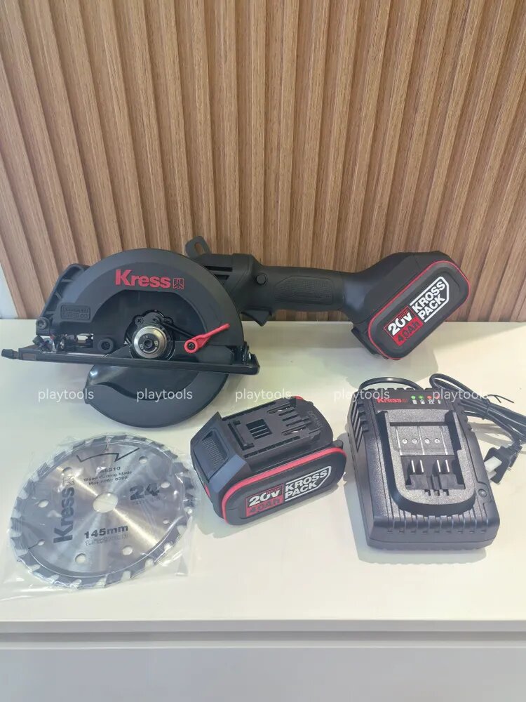 Циркулярная Пила аккумуляторная KRESS KU515, BRUSHLESS MOTOR, 20 В, Электрическая циркулярная Пила 140 мм, 2 АКБ 4.0 Ah