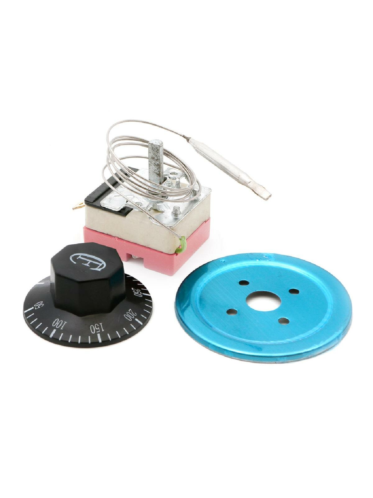 Ручка регулятора температуры с красным дном на 50-300 градусов, короткий зонд с двумя ножками