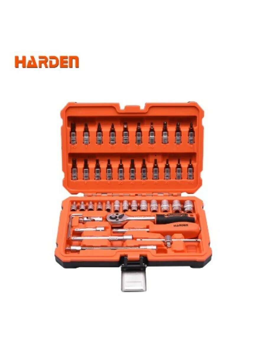 Набор торцевых головок и бит HARDEN 1/4" 46 предметов в кейсе, 510346