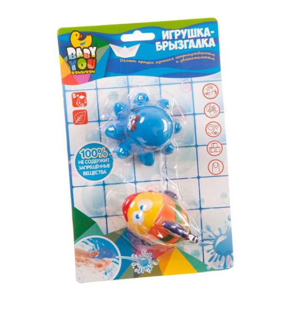 Bondibon Н-р д/купания с брызгалкой-рыбка, краб осминог ВВ1732 6201