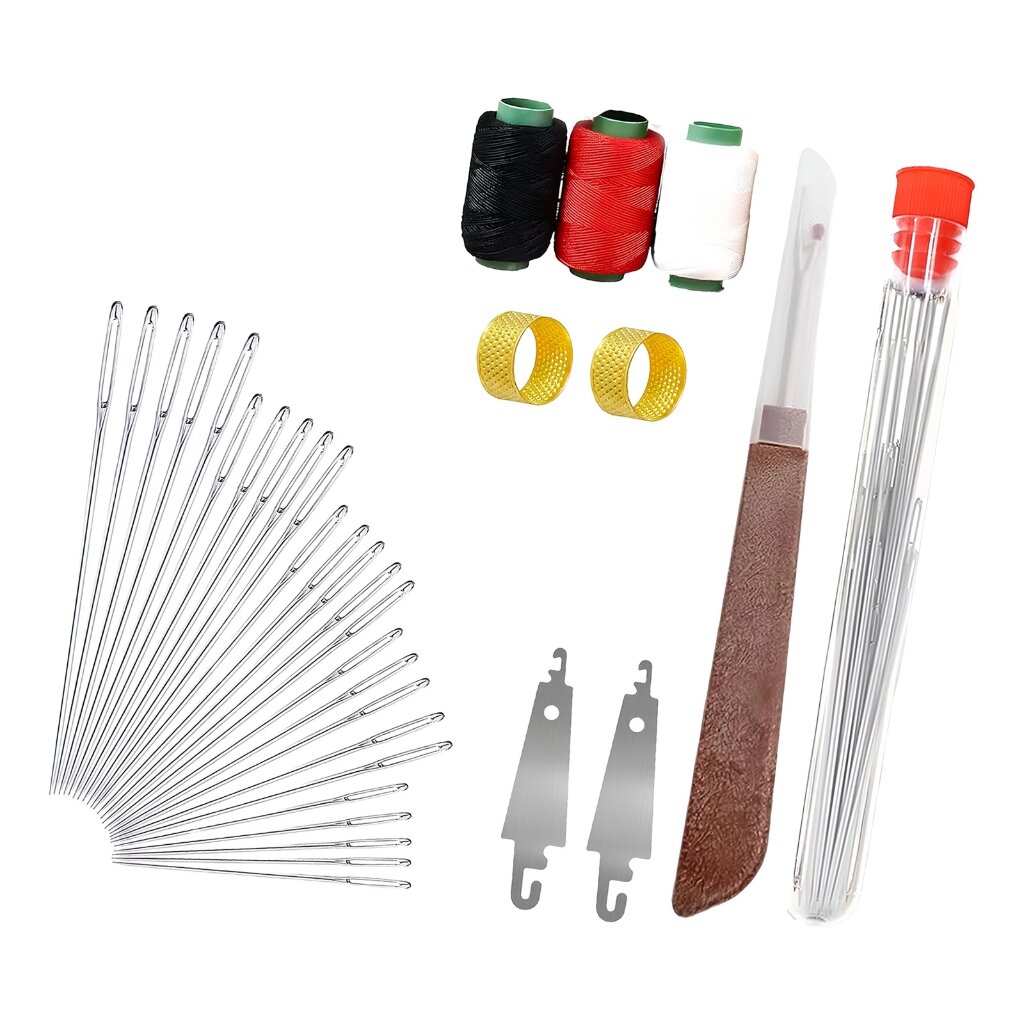 Набор высококачественных большеглазых стальных игл для снятия нитей (набор из 34 частей)