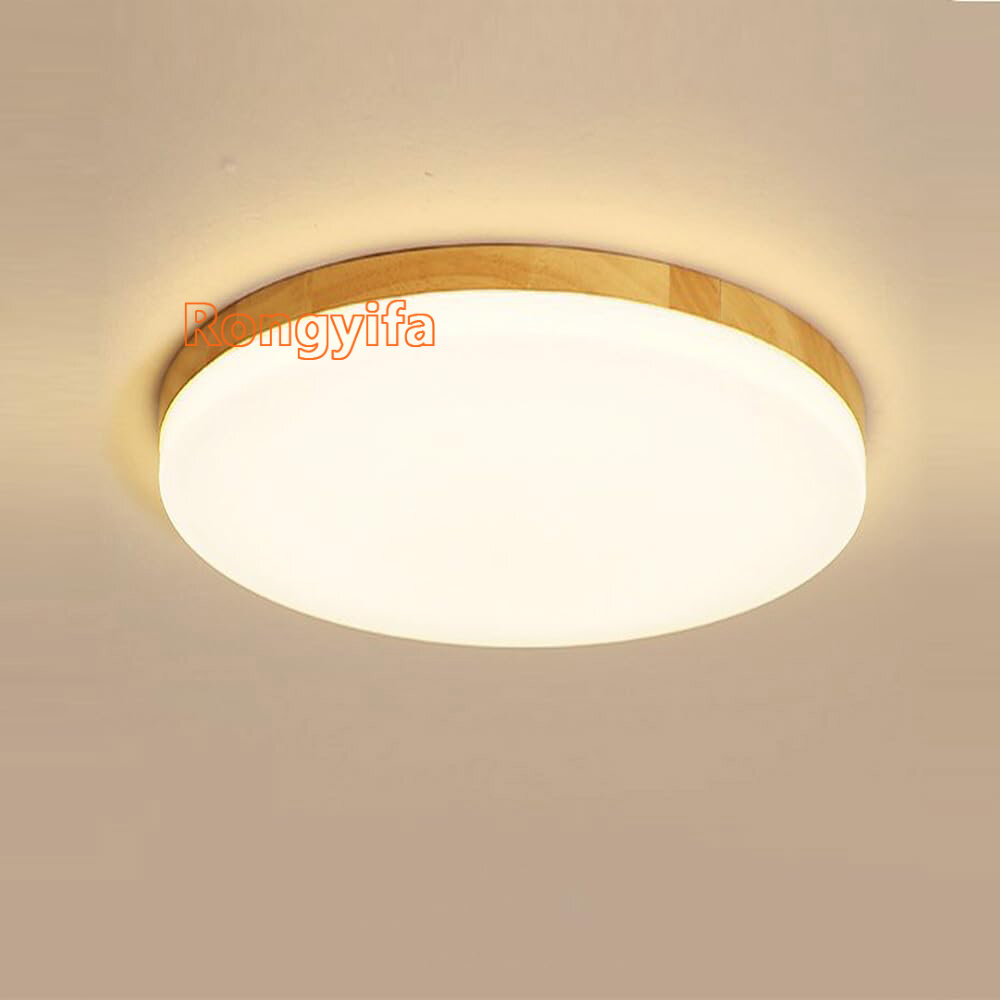 Современный потолочный светильник, дерево, акрил, светодиодный, белое, спальня, 26 см, Теплый свет, 3000 К, 18 Вт