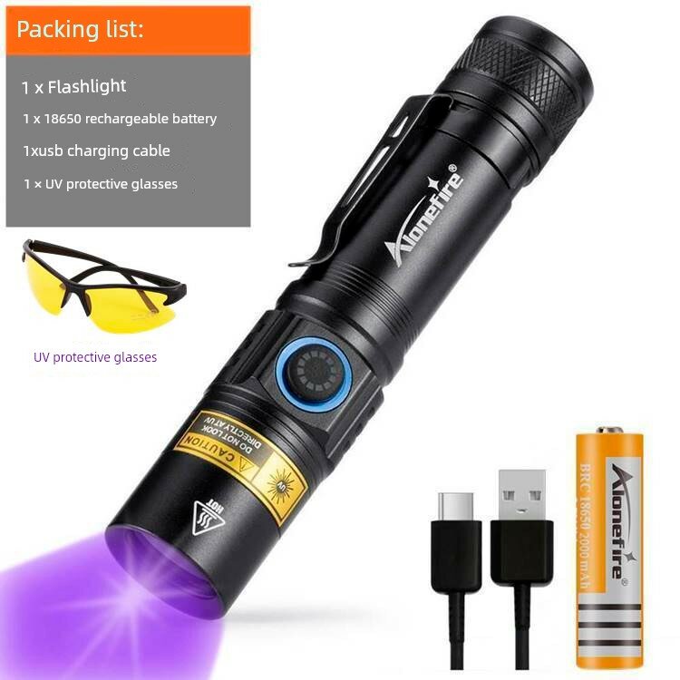 УФ-фонарь RMB cat moss lamp 365 нм для обнаружения флуоресцентных веществ, детектор валют, фиолетовый свет Комплект