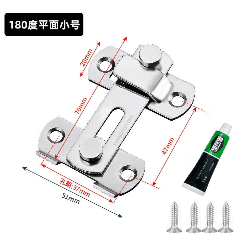 Замок для двери без сверления, дверной болт, 90-градусный раздвижной дверной замок из цинкового сплава, 180-градусный раздвижной дверной замок, защелка, противоугонное устройство