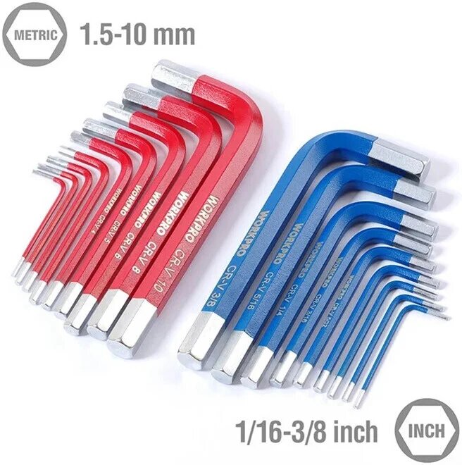 Набор ключей Workpro WP222037 (18 предметов), метрические, SAE