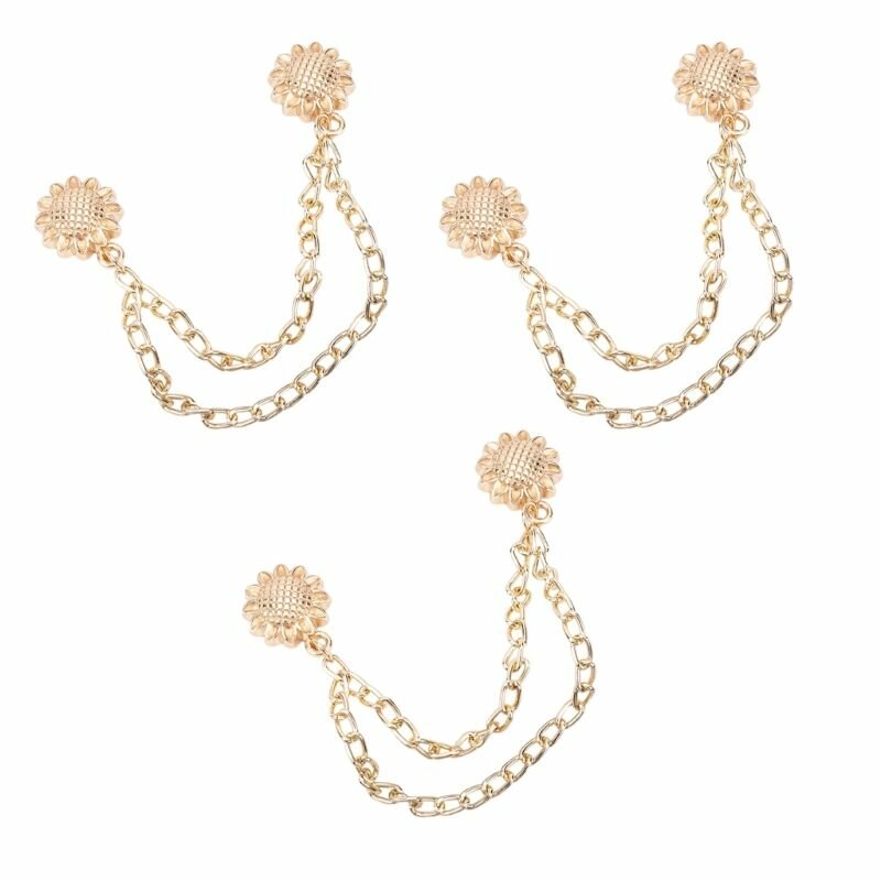 Магнитные пряжки с 3 цепочками подсолнухов-золото