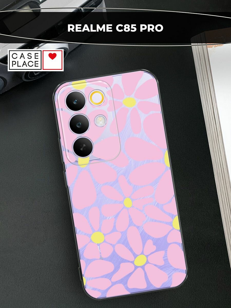 Чехол на Realme C85 Pro / Реалми C85 Про с принтом Розовые лепестки 2, прозрачный